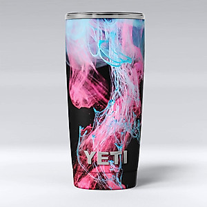Design Skinz Vivid Pink and Teal Liquid Cloud - Skin Decal Vinyl Wrap Kit Compatible with The Yeti Rambler Cooler Tumbler Cups