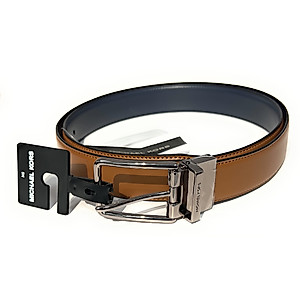 Michael Kors Men's Cut to Fit Reversible PVC Leather Dress Belt (Luggage Navy)