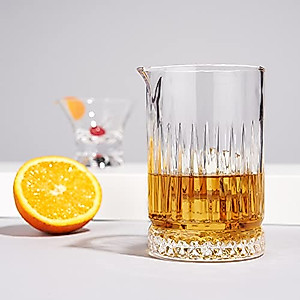 Viski Cocktail Mixing Glass 23 Oz. Crystal Pitcher Pedestal Design Bartending Glasses - Barware Essentials