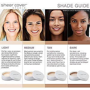 Sheer Cover Studio – Conceal and Brighten Highlight Trio – Two-Toned Concealers – Shimmering Highlighter – Medium/Tan Shade – With FREE Concealer Brush – 3 Grams
