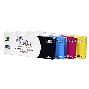 InkOwl Compatible Ink Cartridge Replacement for Roland ECO-SOL MAX Printers ESL3 (220mL, 4-Pack) - USA-Made Ink