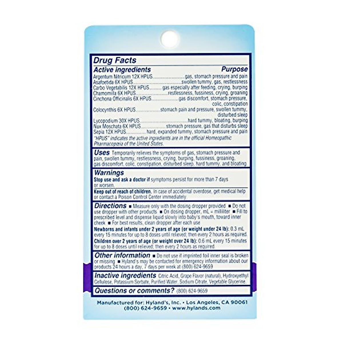 Gas Drops for Babies, Hyland's Baby, Natural Gas Relief, Grape Flavor, 1 Fl Oz