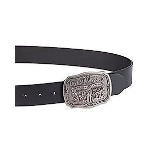 Levi's Men's Leather Belt With Antiqued Buckle,Black,36
