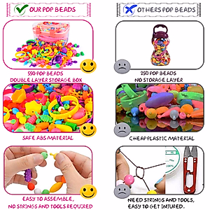 YFZYT Snap Pop Beads for Girls Toys, 550+ Pcs Jewelry Making Kit for Toddlers 3 4 5 6 7 Year Old, Kids Pop Beads Art and Craft Kit DIY Hairband Bracelets Necklaces Rings Toys Birthday Christmas Gifts