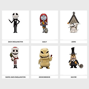 All Hail Jack Nightmare Before Christmas Figure Bundled with Bitty Pop! + Blind Box Mini + Skellington Blacklight NBX Master of Fright Hanger + Sally & Zero + Beetlejuice 5 Items