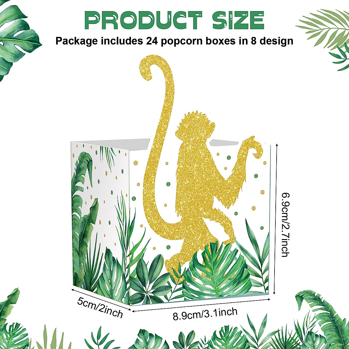 Nezyo 32 Pcs Safari Party Favors Jungle Safari Popcorn Box Animal Popcorn Containers for Jungle Safari Party Favor Kids Birthday Animals Baby Shower Decor