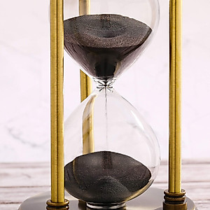 SuLiao 1 Minute Sand Timer Hourglass,Small Brass Sand Clock 1 Min, Retro Black Sand Watch,Vintage Reloj De Arena 1 Min, Metal Unique Hour Glass Sandglass for Office Desk Home Gifts Kitchen Decorative