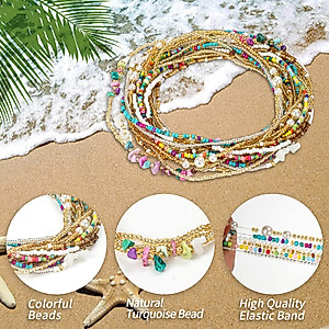 10PCS Waist Beads for Women with crystals，Summer Belly Body Chain African Stretchy Waist Jewellery， Size 31"-37"