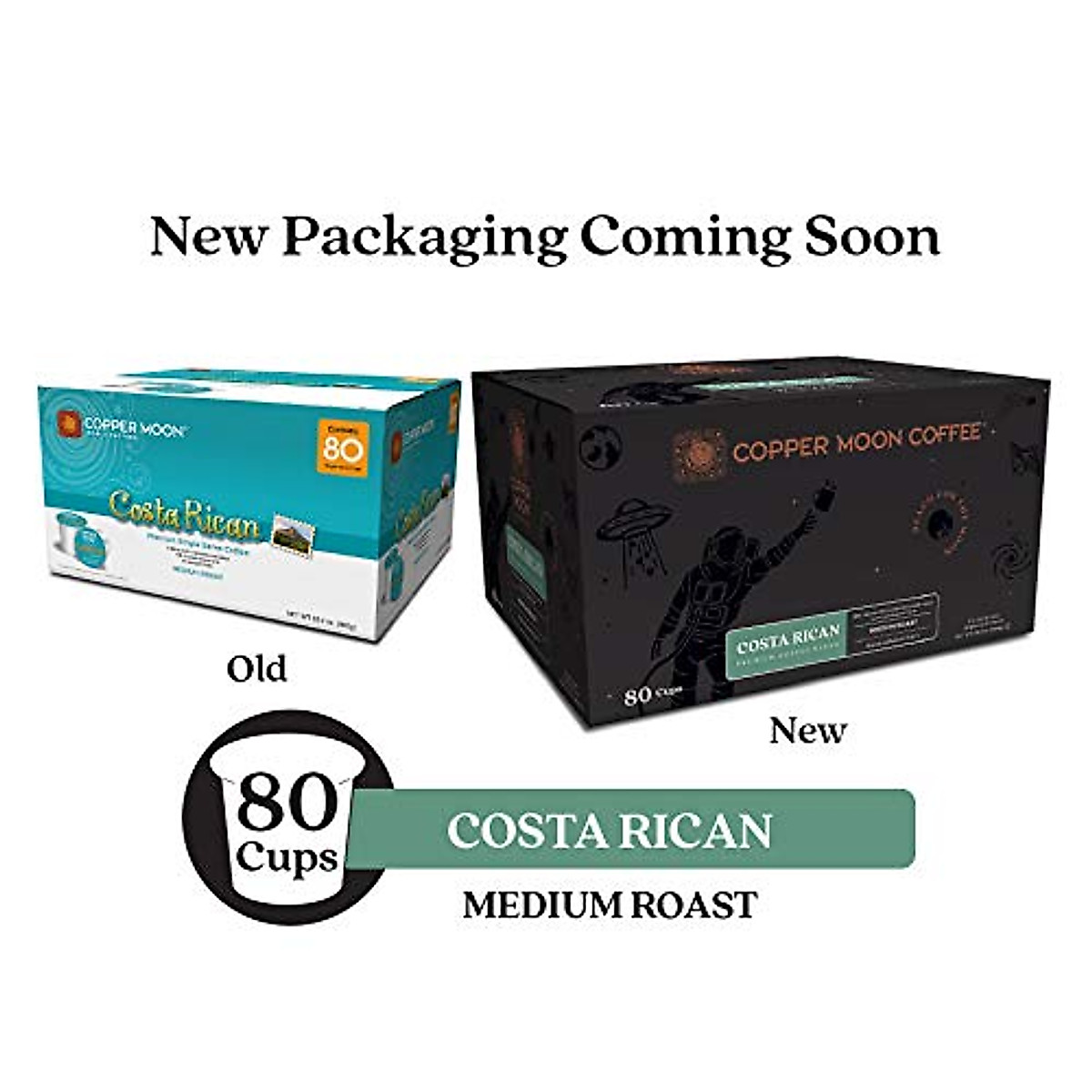 Copper Moon Single Serve Coffee Pods For Keurig K-Cup Brewers, Medium Roast, Costa Rican Blend, 80 Count