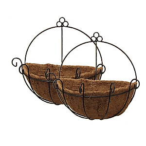 Tosnail 2 Pack Metal Wall Hanging Planter Basket with Coco Liner - Great for Indoor or Outdoor Plants