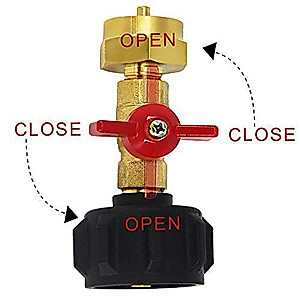 METER STAR QCC1 Propane Filler Adapter for Camping Grill 1LB Cylinder Tank from 20~40LBS Cylinder with ON-Off Control Valve LP Gas Refiller