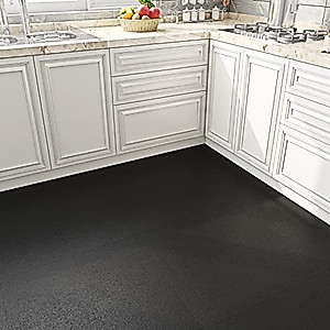 FunStick Black Peel and Stick Floor Tile Waterproof 12x12 in 15 Pack Black Vinyl Flooring Tiles Peel and Stick on Floor Tiles for Bathroom Floor Tile Kitchen Laminate Flooring Sticky Linoleum Tiles