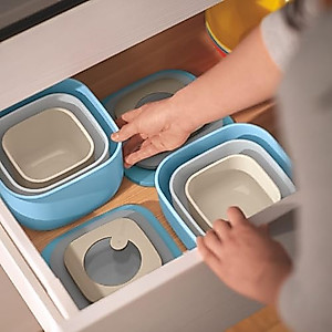 Guzzini Store & More Kitchen Active Design Low Airtight Containers for Fridge/Freezer/Microwaves (M), 19.5 x 19.5 x 9.3 cm, Blue (Matt Mid Blue)