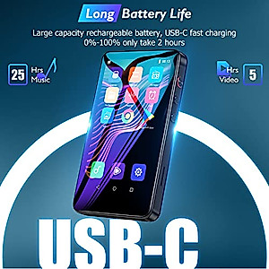 16GB Mp3 Player with Bluetooth and WiFi - PAUAILM USB-C Android Streaming Music Player with Memory Expansion Built-in APP Store 4" Touch Screen Portable MP4 Player for Kids with FM Radio (Black)