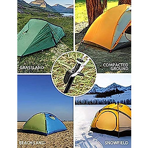 Clarmonde 12-Inch Tent Stakes & Tent Hammer, Heavy Duty Camping Stakes, Forged Steel Tent Pegs Unbreakable and Inflexible, Available in Rocky Place Dessert Snowfield and Grassland (Black)