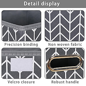 Yunkeeper Collapsible Storage Bins with Lids,Fabric Cube Storage Organizer With Handles,For Clothes Storage,Home, Nursery,Closet Office Basket,3 Pack,（Gray Wave