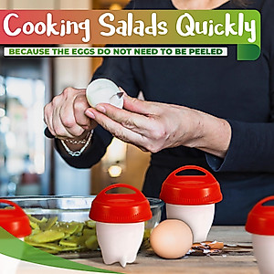 Indvidual Egg Boiler for Hard Boiled Eggs - 6Pcs Silicone Poached Egg Cups for Boiling Eggs Hard Boiled Egg Maker Silicone Egg Mold - Poached Egg Cooker Hardboiled Egg Making Poached Egg Holder Mold