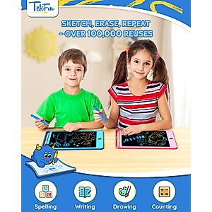 TEKFUN 2 Pack LCD Writing Tablet for Kids, 8.5 Inch Blue+Pink Doodle Board Drawing Board Drawing Tablet with Lanyard, Educational Kids Easter Toddler Toys Birthday Gift for Boys Girls 3-12 Years Old