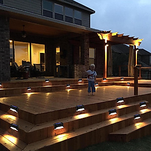 Phenas Solar Deck Light Outdoor Solar Fence Light Energy Saving Solar Step Light with Auto Working Mode Waterproof LED Solar Stair Light for Railing Deck Patio Yard Pathway Garden Decor, Black