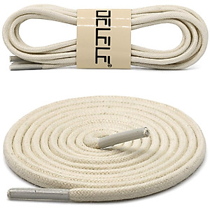DELELE Round Cotton Waxed Shoelaces: 7/50 Inches Beige Dress Shoe Laces for Boot 2 Pair 35 inch