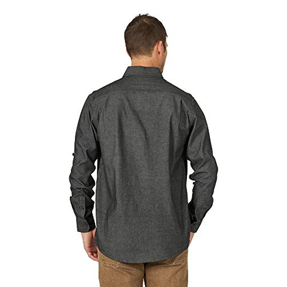 Wrangler Authentics Men's Long Sleeve Classic Woven Shirt, Black Denim, XX-Large