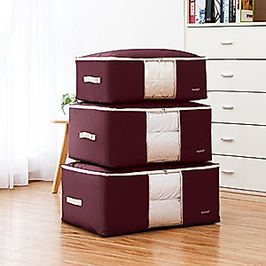 Oululu Oxford Storage Bag for Quilt Blanket Clothes Comforter (Wine Red, L)