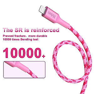 Hrbzo 3FT Nylon Braided Cable [1-Pack] [MFi Certified] Compatible with iPhone Charger Compatible iPhone 14/13/12/11/Xs/XR/8/SE/iPad More