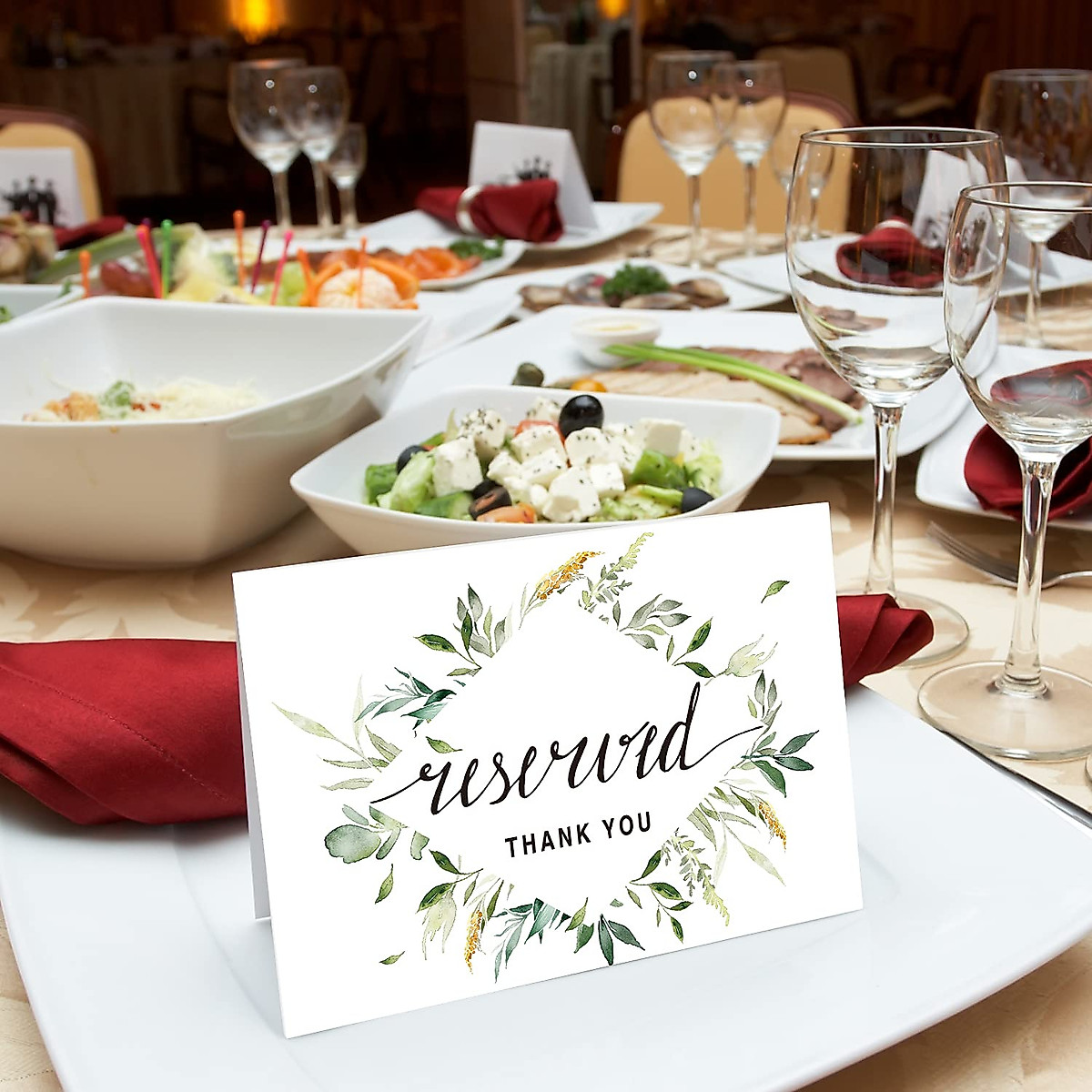 Greenery Reserved Signs for Weddings, Parties, Receptions, Restaurant and Celebrations, Reserved Signs for Tables, Reserved Signs for Wedding Chairs, 10 Pack, 4 x 6 Inches.