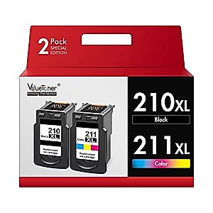 Valuetoner Remanufactured Ink Cartridge Replacement for Canon PG-210XL CL-211XL to use with PIXMA IP2702 IP2700 MP230 MP240 MP250 MP270 MP280 MP480 MP490 MP495 MP499 MX320 MX330 MX340 Printer(2 Pack)