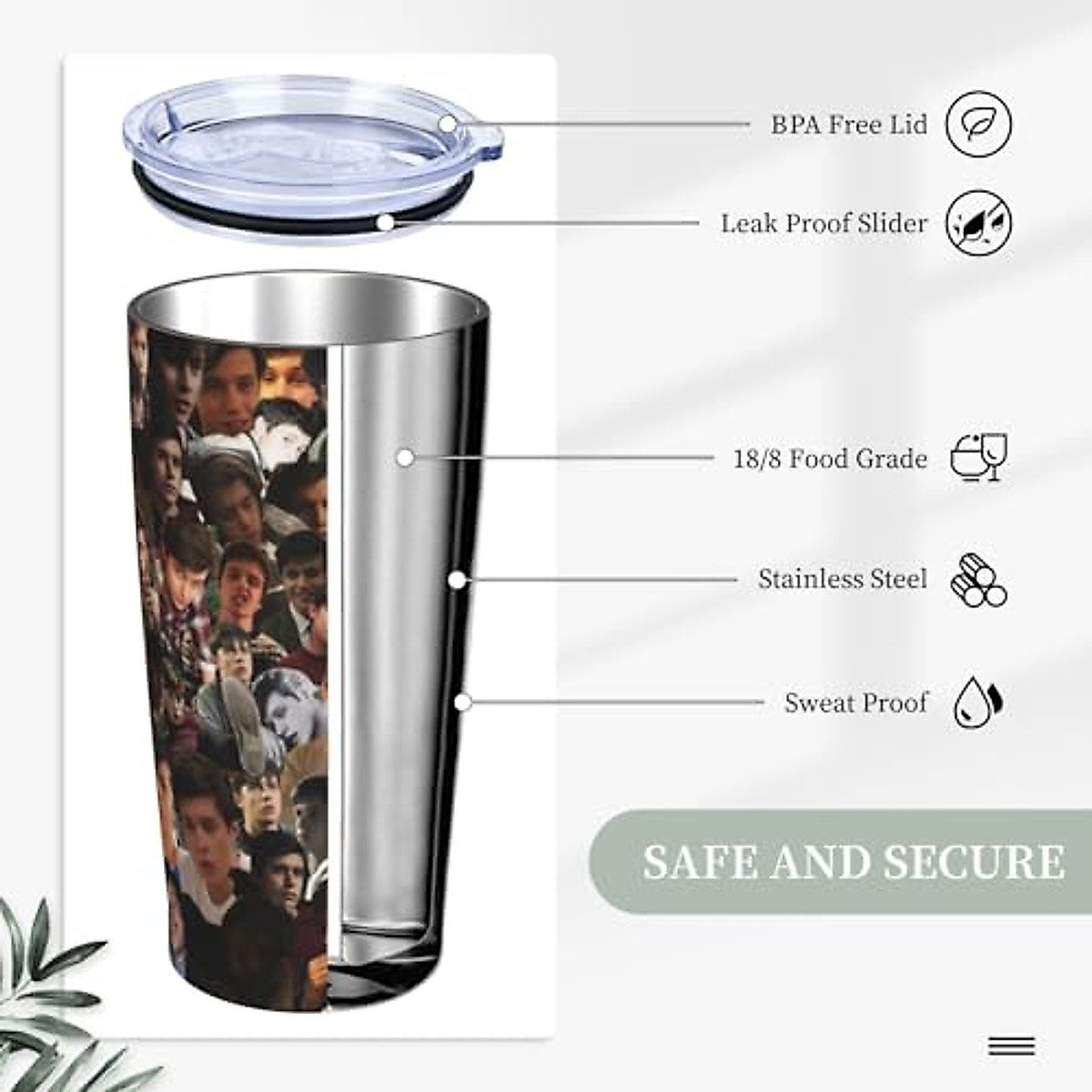 OAEWRE Nick Actors Robinson Stainless Steel Mug Insulated Tumbler Coffee Mugs with Lids and Straw Double Wall Vacuum Cup 20oz