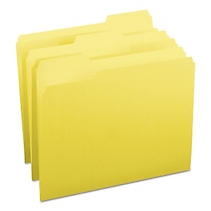 Smead 12943 File Folders 1/3 Cut Top Tab Letter Yellow 100/Box