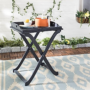 SAFAVIEH PAT6716K Outdoor Collection Covina Dark Slate Grey Tray Table