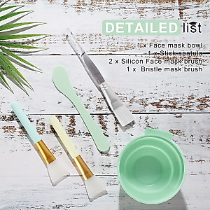 Plazuria Face Mask Mixing Bowl Set, 5 in 1 DIY Facemask Mixing Tool Kit with Facial Mask Bowl Stick Spatula Silicone Face Mask Brush & Premium Soft Face Brushes