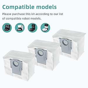 6 Pcs Replacement Dust Bags Refill Kit Compatible with Roborock Q5 Max+ / S8+ / S8 Pro Ultra / S7 MaxV Ultra / S7 Max Ultra / Q7+ / Q7 Max+ / Q8 Max+ / Q5 Pro+ / Q5+ Robotic Vacuums 3L Large Capacity