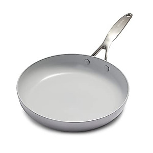 GreenPan Venice Pro Tri-Ply Stainless Steel Healthy Ceramic Nonstick 10" Frying Pan Skillet, PFAS-Free, Multi Clad, Induction, Dishwasher Safe, Oven Safe, Silver