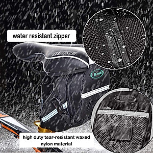 Bicycle Saddle Bag, JASLITE Bike Bag Under Seat Pouch Wedge Packs with Reflective Stripes,Bike Seat Pack Bag Cycling for Foldable Road Mountain Bike,Waterresistant