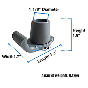 Aliseniors Walker Glide Skis for 1 1/8 Inch Tubes - Durable and Smooth Rolling Mobility Aid Accessory for Folding Walkers - Universal Fit Walker Feet Replacement, One Pair, Gray