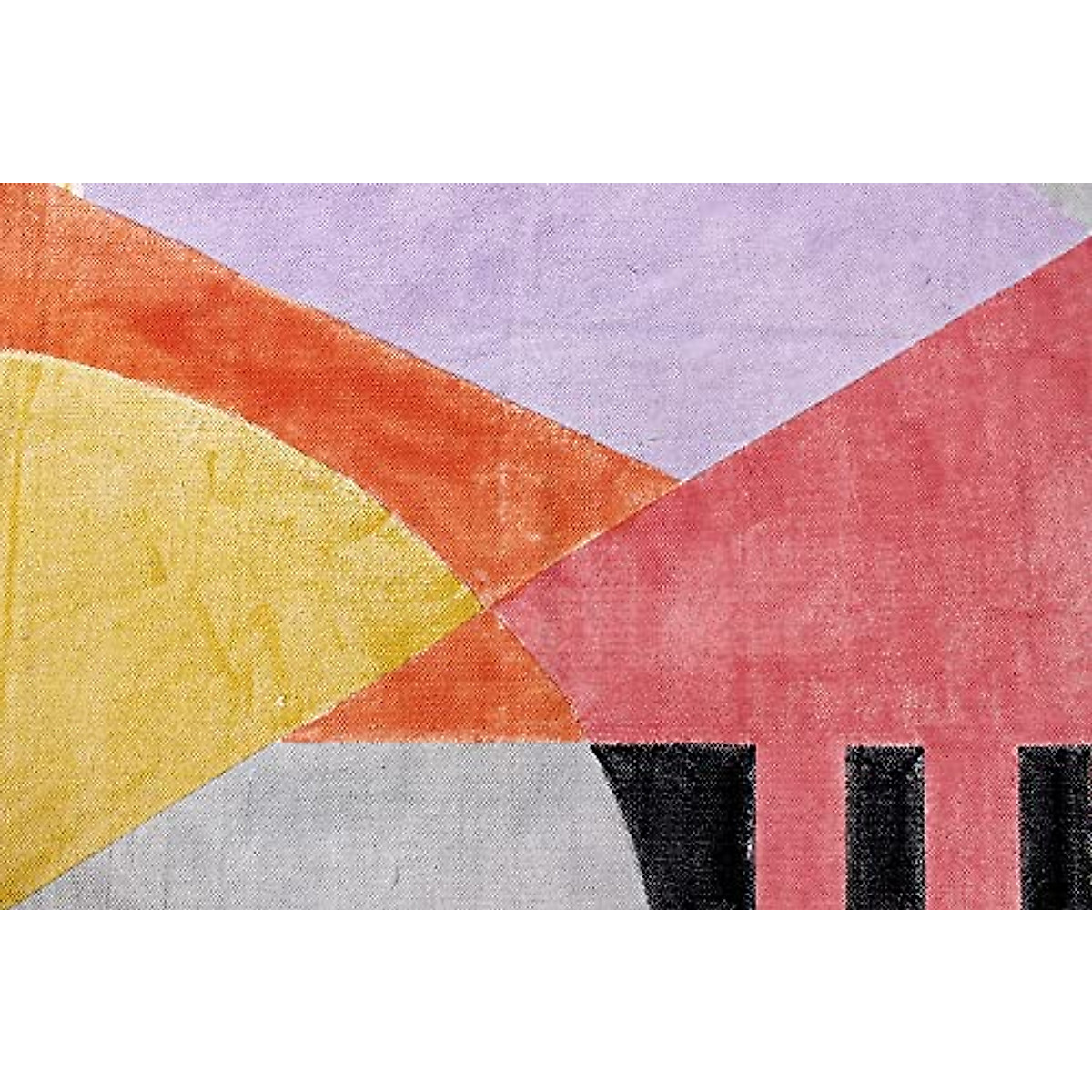 Casavani Hand Made Cotton Dhurrie Geometric Yellow & Pink Tassel Rug Easy Care Washable Rugs for Doormat Entryway Living Room Bedroom Hallway Balcony 4x12 Feet Runner