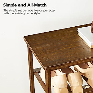 HOOBRO Shoe Rack, 5-Tier Shoe Rack for Entryway, 29.5" L x 11.8" W x 31.5" H, Holds 16-20 Pairs of Shoes, Multifunctional Bamboo Shoe Shelf Storage, Stable and Study, for Closet, Mocha MA70XJ01