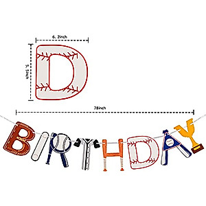 NMAS Baseball Happy Birthday Banner Baseball Paper Garland for Sports Theme Party Decorations Baby Shower Birthday Decorations