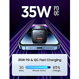 USB C Wall Charger, 35W+35W [GaN III] LISEN Dual Port USB C Fast Charger PD 3.0/QC 3.0 Pint-Sized Type C Charger Fast Charging for iPhone 14/13/Mini/Pro/Pro Max, iPad Pro/Air, Samsung PPS 25W