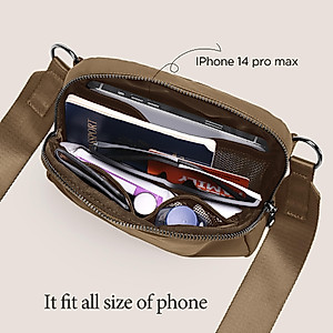 ODODOS Crossbody Bag with Adjustable Strap Small Shoulder Pouch for Workout Running Traveling Hiking, Caramel