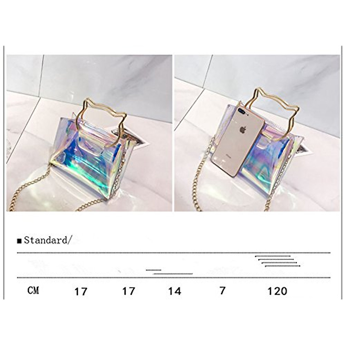 Holographic Clear Jelly Tote Bag Mini Hologram Crossbody Purse for Women with Cute Handle