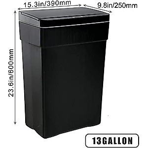TTY Store 2-Pack 13 Gallon Kitchen Plastic Trash Can, Electronic Motion Sensor Automatic Garbage Can Trash Bin with Lid,50 Lt Garbage Bin for Office Kitchen Bathroom Living Room (TC-P4692-black)