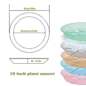 Afrine 4 Pack Plant Saucer Drip Tray 18 19 inch, Plant Drip Trays, Heavy Sturdy Plastic Planter Pot Saucers for Indoor Outdoor Garden, Plant Water Drip Trays for pots (19" 4Pack, Clear)