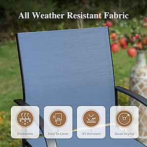 HERA'S HOUSE Patio Dining Chairs Set of 6, 36" Textilene Fabric Outdoor Chair with Wrought Iron Metal Frame Support 350lbs for Lawn Garden Backyard Kitchen, Blue