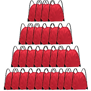Grneric Drawstring Bags 28 Pcs String Backpack Bulk Cinch Bag Sackpack for Men Women Gym(Red)