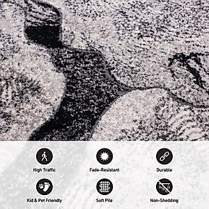 Rugshop Contemporary Floral Design Non Shedding Soft Ideal for Living Room,Bedroom,Kitchen Area Rug 7' 10" x 10' Black