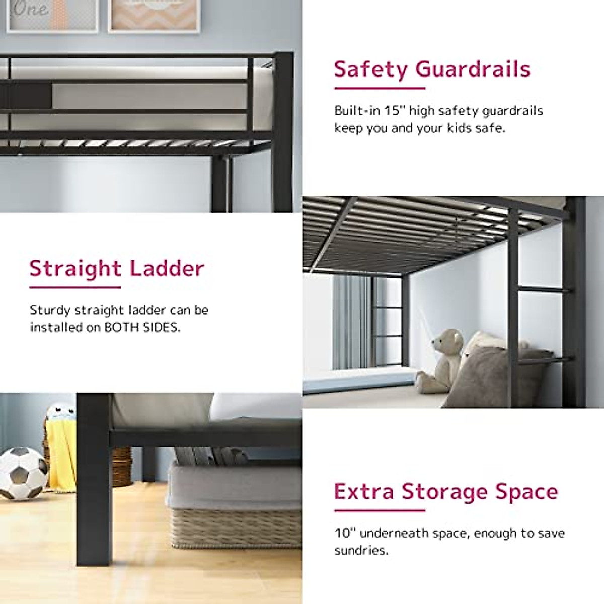 ACME FURNITURE Limbra Full XL/Queen Bunk Bed - 38005 - Sandy Black.