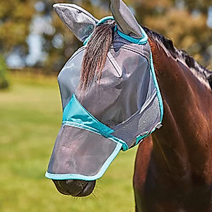 WeatherBeeta ComFiTec Deluxe Fine Mesh Mask with Ears & Nose, Grey/Turquoise, Cob